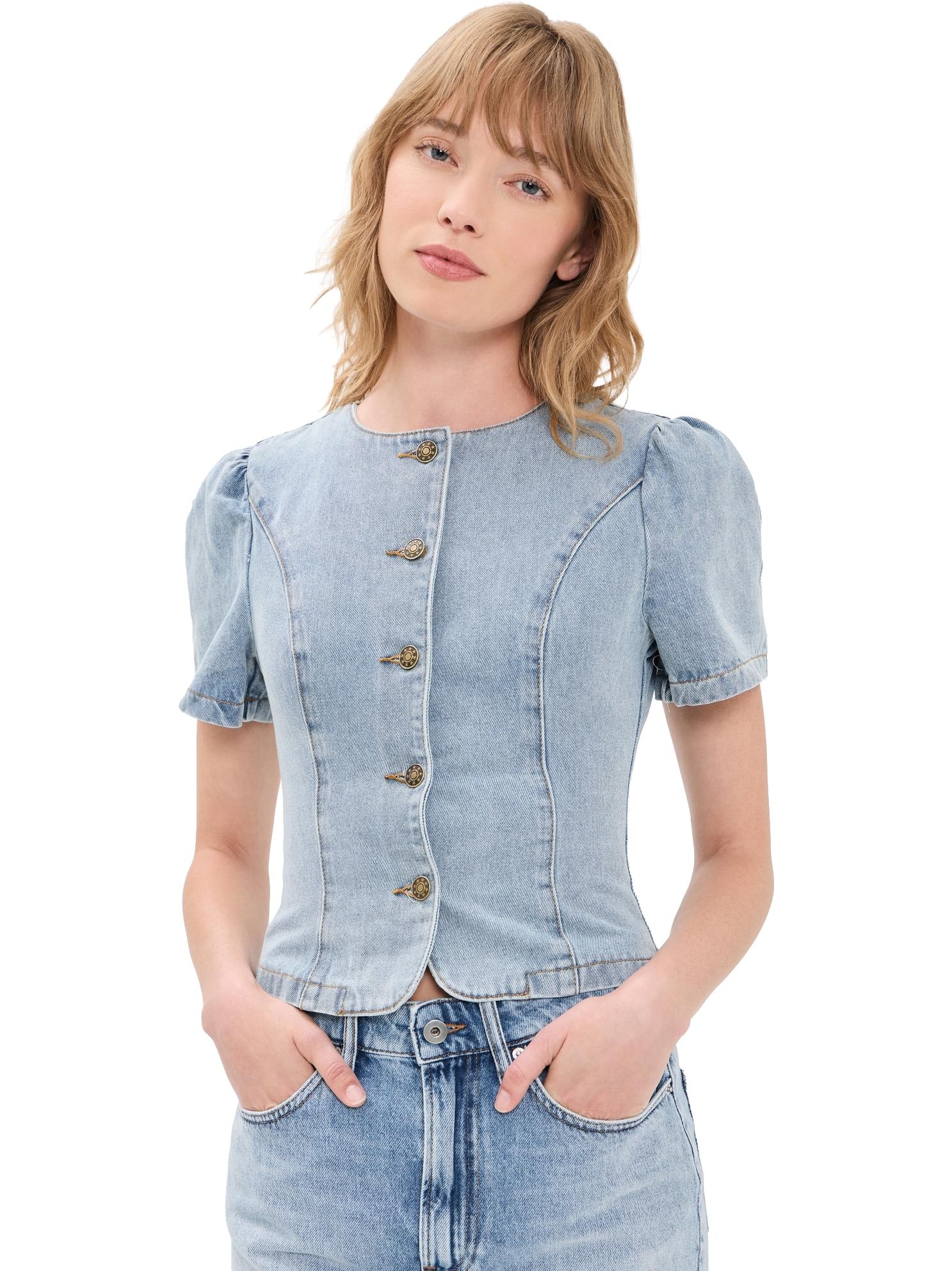 CITIZENS OF HUMANITY citizens of humanity flora jacket with floral embroidery in blue.